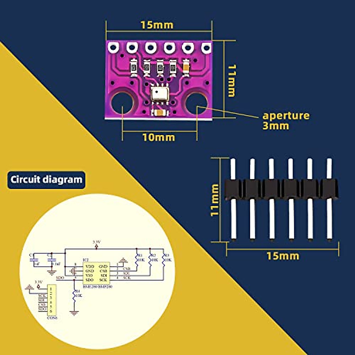 DaFuRui 5Pack GY-BMP280-3.3 Atmospheric Pressure Sensor Temperature Sensor Breakout Compatible for Arduino