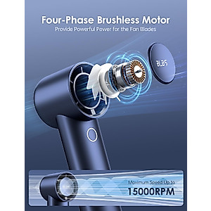 BLBS Portable Handheld Fan, 15000RPM High-Speed Turbo Personal Mini Fan, 14Hrs 6000mAh Rechargeable Hand Fan, 4 Speeds Electric Pocket Fan with Base & Lanyard, Beach Face Fan for Men Women Kids Gifts