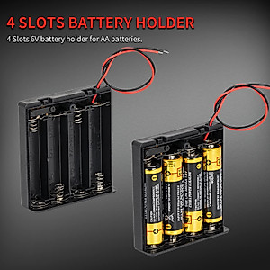 DAIERTEK 4 AA Battery Holder with Switch 6V Battery Case Holder with Cover 4 Slots 1.5V AA Battery Storage Box with Wires Battery Connector -3pcs