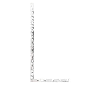 Oumefar L-Shaped Framing Square Stainless Steel 90 Degree Right Angle Square Ruler Carpenter Square Metal Ruler Measurement Square Tool L Shape Ruler Metal Square(500mm*250mm)