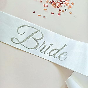 Magnusson's Garden Bride Sash, White and Silver Glitter Bachelorette Party Sash for Future Mrs, Bridal Shower Sash for Bride-to-Be, in My Bride Era Wedding Party Decorations