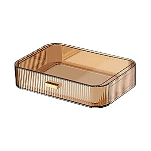 Milageto Countertop Makeup Organizer Tray, Shower Caddy Plate, Multifunction Desktop Storage Case, Brown