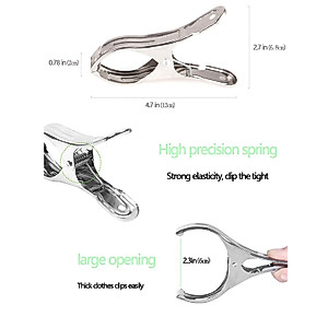 8 Pack Stainless Steel Clothespins, 4.7 Inch Towel Clips for Beach Chairs，Giant Clothes Pins,Metal Clip - Keep Your Towel from Blowing Away, Suitable for Home Use/Beach Chairs on Cruise Ships