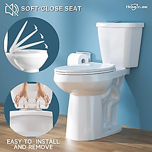 HOMLYLINK 21 Inch Extra Tall Toilet for Seniors, Elongated High Toilet, Comfort Bowl Height Toilet for Bathroom, Two-Piece Dual Flush 1.1/1.6 GPF, 12” Rough In,White, Elongated Oval Bowl