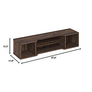 Furinno Indo Floating Storage Hutch Media Console, Columbia Walnut
