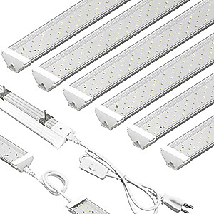 SZHLUX 6 Pack LED Shop Light 4FT 60W, 8700LM, Linkable Utility Shop Light 5000K Daylight White Ceiling Light for Garage, Super Bright Integrated Shop Lights, Garage Light, Under Cabinet Light