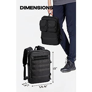 Cargo Works® 15" Laptop Backpack,Computer Bag for Women & Men, Resistant College School Bookbag, Slim Business Backpack- Black