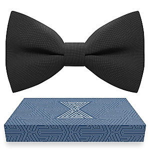 Bow Tie House Black Bow Ties for Men Cool Black Bow Tie - Fabric Pretied Unisex Adjustable Big Colorful Fashion for Womens Mens Wedding Prom Black Bow Ties in shop (Large, Black)