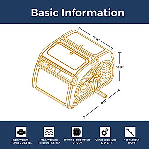 Giraffe Tools SW5-100ft Metal Hose Reel Box, Heavy Duty Garden Hose Storage Reel Hideaway with Crank Handle, 100ft 5/8" Hose, Green