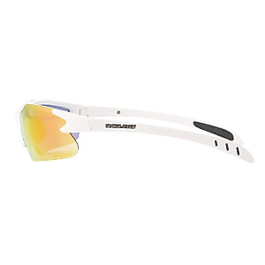 Rawlings Base Runner Youth Baseball Sunglasses, Shiny White/Orange Mirror, 66mm