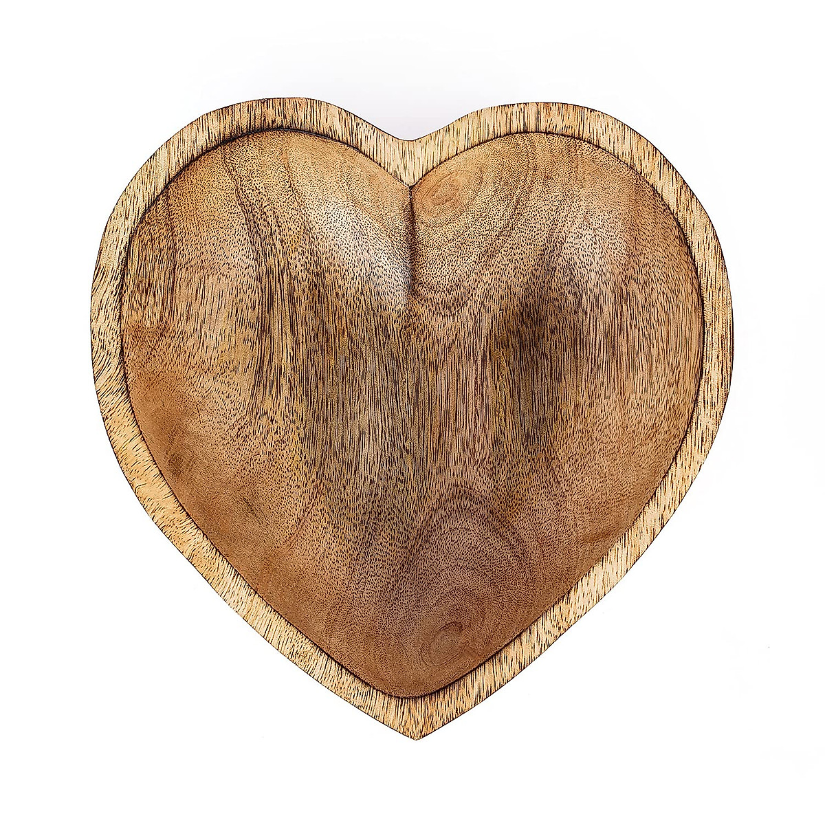 WitnyStore 8" Heart Shaped Bowl - Functional and Collectible Bowl - Handcrafted Wooden Bowl for Serving Candy Nuts Desserts Fruits or Accent Decor Gift for Any Occasion - 8" Brown