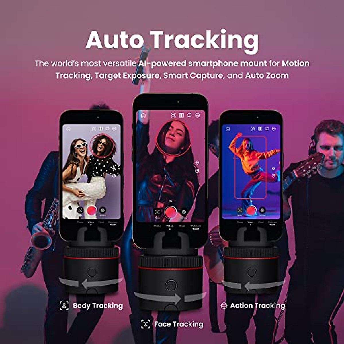 Pivo Pod Lite Classic Auto Face Tracking Phone Holder, 360° Rotation, Content Creator Essentials, Vlogging, Live Stream, Selfie, Makeup, YouTube, TikTok, Compatible with iPhone and Android