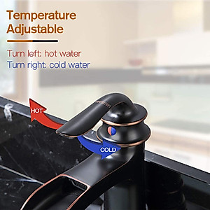 FRANSITON Waterfall Faucet Bathroom Faucet Single Handle One Hole Oil Rubbed Bronze Finish Large Spout Lavatory Faucets Oil Rubbed Bronze