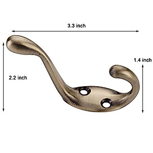 5-Pack Heavy Duty Coat Hooks Hardware Wall Mounted Metal Hanging Hooks Antique Copper Hooks Wall Hooks Double Coat Hanger