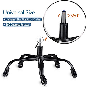 Sytopia Office Chair Base, 28 Inch Office Chair Base Replacement with Reinforced Metal Legs (2200Lbs), Chair Bottom Part for Most Chairs, Universal Gas Cylinder and Caster Sockets (Matte Black)