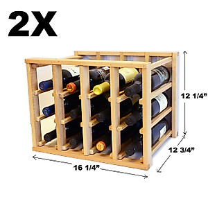 sfDisplay.com,LLC. 24 Bottle Modular Stackable Wine Rack Stack As Many Sets Together (1 Set = 24 Bottle Capacity)