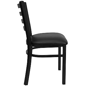 Pemberly Row 19.5" Industrial Metal Ladder Back Dining Chair in Black