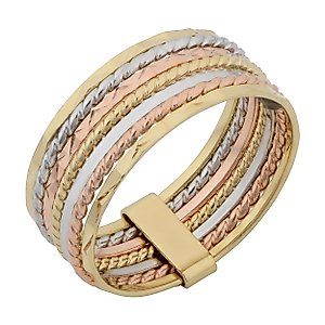Kooljewelry 14k Tricolor Gold 6.7 mm Seven Days Stack Ring (size 6)