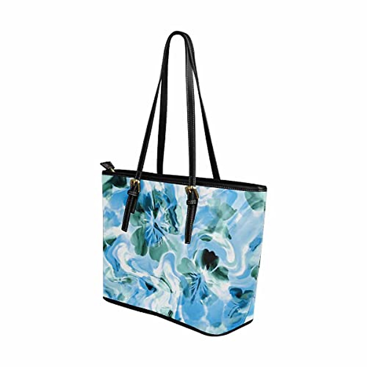InterestPrint Women's PU Leather HandBags Ladies Shoulder Bags Tote Bags Butterflies, Hibiscus Flower