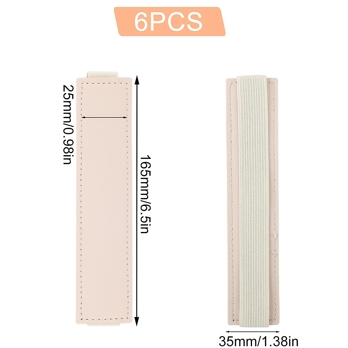 NQEUEPN 6pcs Elastic Band Pen Holders, Detachable Journal Pen Holder Leather Pen Case Single Pen Sleeve Single Pen Pouch for Journals, Notebooks, Notepads, Binders, Books