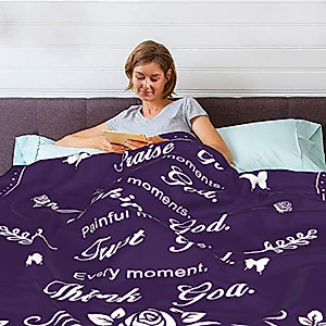Bible Verse Blanket with Inspirational Thoughts and Prayers, Religious Gifts for Women, Christian Gifts, Faith, Catholic, Spiritual, Church, Comforting, First Communion Gifts for Her 60"x 50"