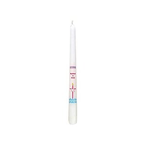 Baptized in Christ Catholic White Baptism Taper Candle, 10 Inch