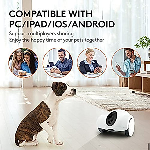 Smart Pet Camera, GULIGULI Movable Companion Robot for Pets, Dog Treat Camera, 1080P Full HD WiFi Pet Camera with Phone App, Night Vision, 2-Way Audio, No Monthly Fee (2.4G WiFi ONLY)