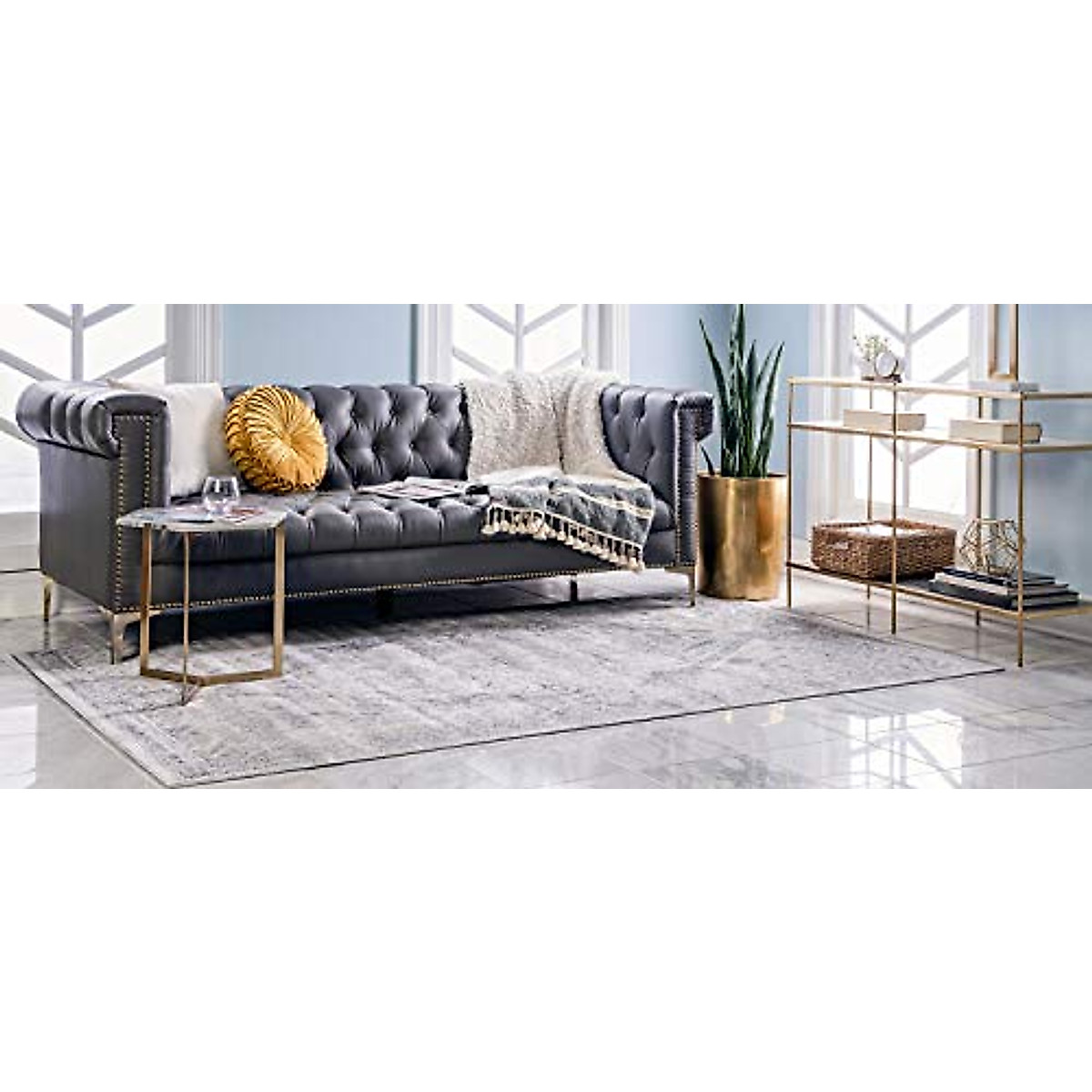 Unique Loom Chateau Collection Victorian, Textured, Vintage, Traditional, Distressed Area Rug, 10 ft x 14 ft (5 in), Navy Blue/Ivory