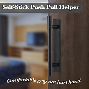 Barydat 50 Pack Stick on Drawer Pulls ABS Plastic Self Adhesive Door Cabinet Handles Peel and Stick Cabinet Handles Push Pull Helper for Kitchen Sliding Door Furniture(Black)