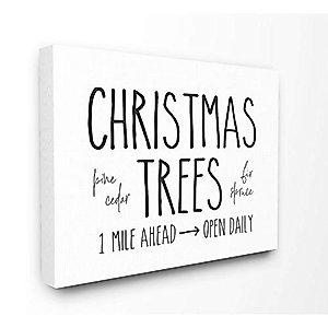 Stupell Industries Christmas Trees Farm Sold Holiday Black and White Word Design Canvas, 24 x 30, Multi-Color