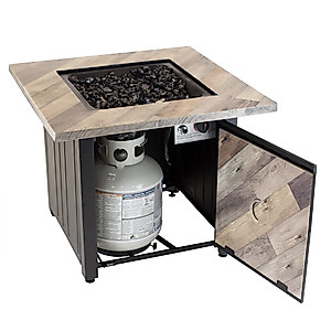 Endless Summer, The Harper, Square 30" Outdoor Propane Fire Pit, Includes Black Fire Glass, Table Insert, and Protective Cover