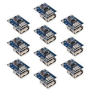 DIANN 10pcs 5V 1A Boost Step-Up Power Supply Module Lithium Battery Charge Protection Board 134N3P DIY Charger LED Display USB and Micro Port
