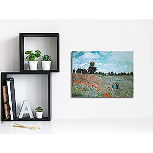 Wieco Art The Poppy Field Near Argenteuil Giclee Canvas Prints Wall Art of Claude Monet Famous Floral Oil Paintings Reproduction Classic Flowers Landscape Pictures Artwork for Bedroom Home Decorations