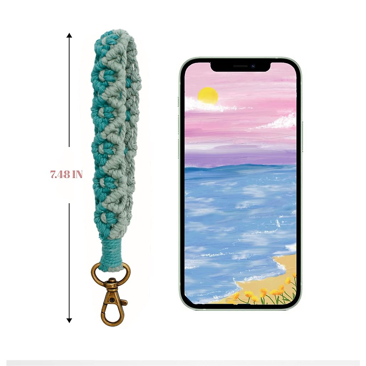 Macrame Keychain Car Keys Keychain Wristlet Keychain Wrist Lanyards For Keys Cute Key Chain Key Lanyard Wrist Lanyard for Women Girls Keyring Bracelet Holder Key Wristlet Keychains for Women