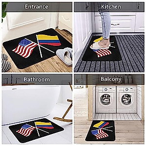 American and Colombia Flag Non-Slip Mat 20x31in Suitable for Home Kitchens and Offices
