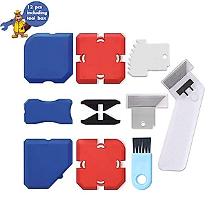 Yoki Peony Professional Silicone Caulking Tool Kit, Reusable Silicone Profiling Kit with Sealant Finishing Tools and Caulk Removal Tools - Caulk Scraper Tool