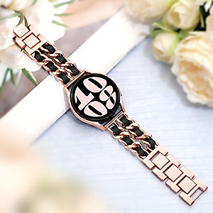 G-ficu Galaxy Watch 7 6 5 4 FE Band 20mm Chain Band for Samsung Galaxy Watch 4 5 6 7 Band 40mm 44mm, Women Metal Band for Samsung Watch Bands/5Pro/Watch 4 6 Classic/Watch 3 41mm/Active 2-Rose Gold