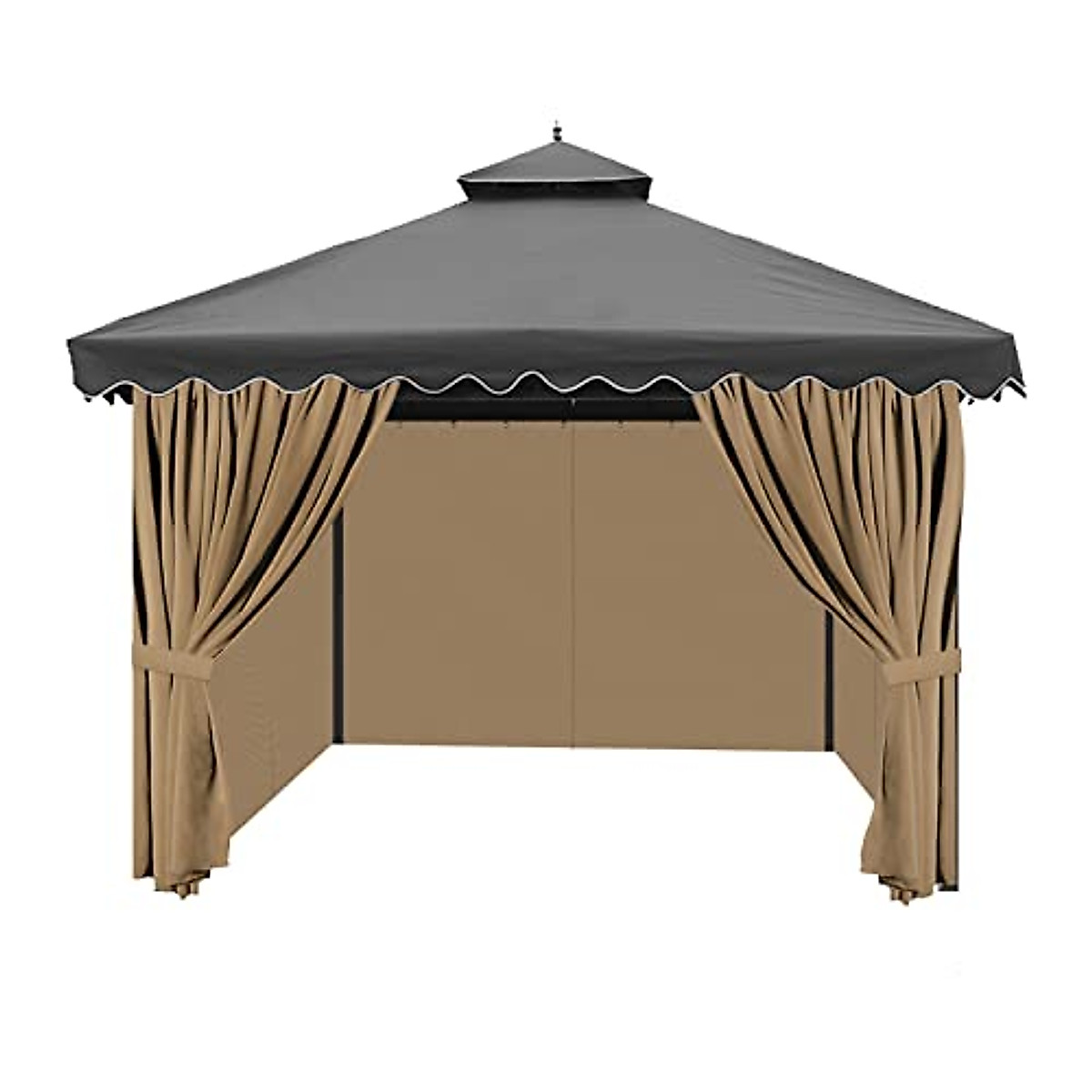 AONEAR Gazebo Privacy Curtains with Zipper 4-Panels Side Wall Universal Replacement for Patio, Outdoor Canopy, Garden and Backyard (Curtain Only) (10' x 12')