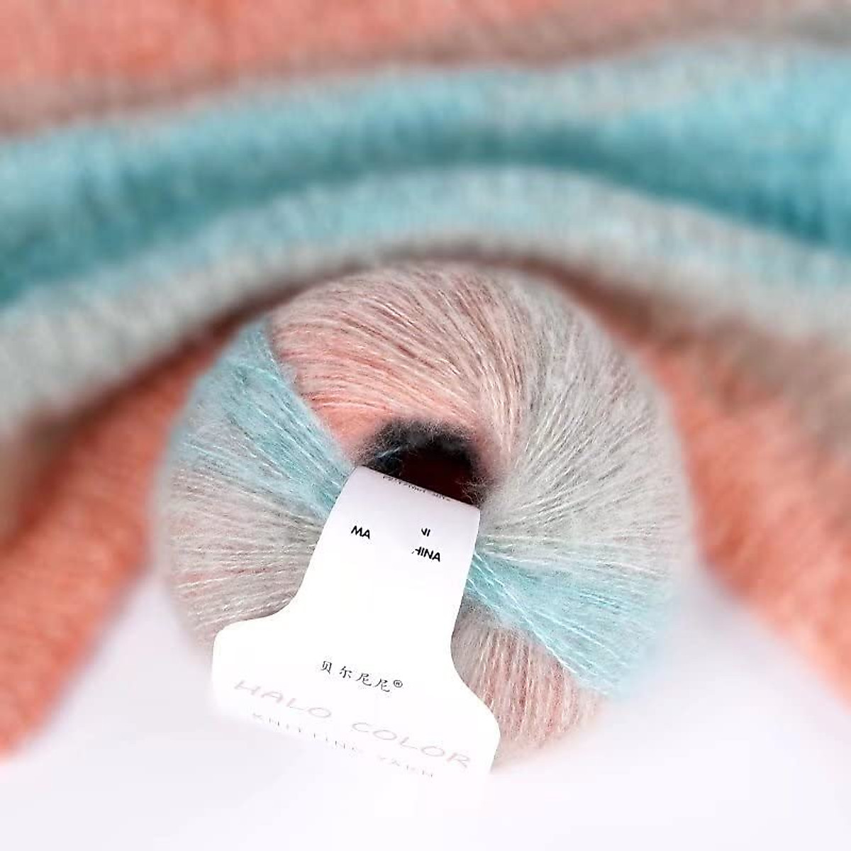 30G/Ball Soft Mohair Crochet Yarn Fine Thread Gradient Dyed for Knitting Hat Scarf DIY Hand Weaved Supplies (Color : B)