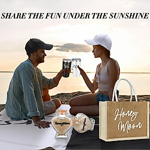 Rtteri 14 Pieces Wedding Gifts for Couple Mr and Mrs Honeymoon Gifts Bride and Groom Gifts Include Wedding Towels 20 oz Wine Tumbler Hat Passport Holder Baggage Tag Glass Bottle Honeymoon Tote Bag