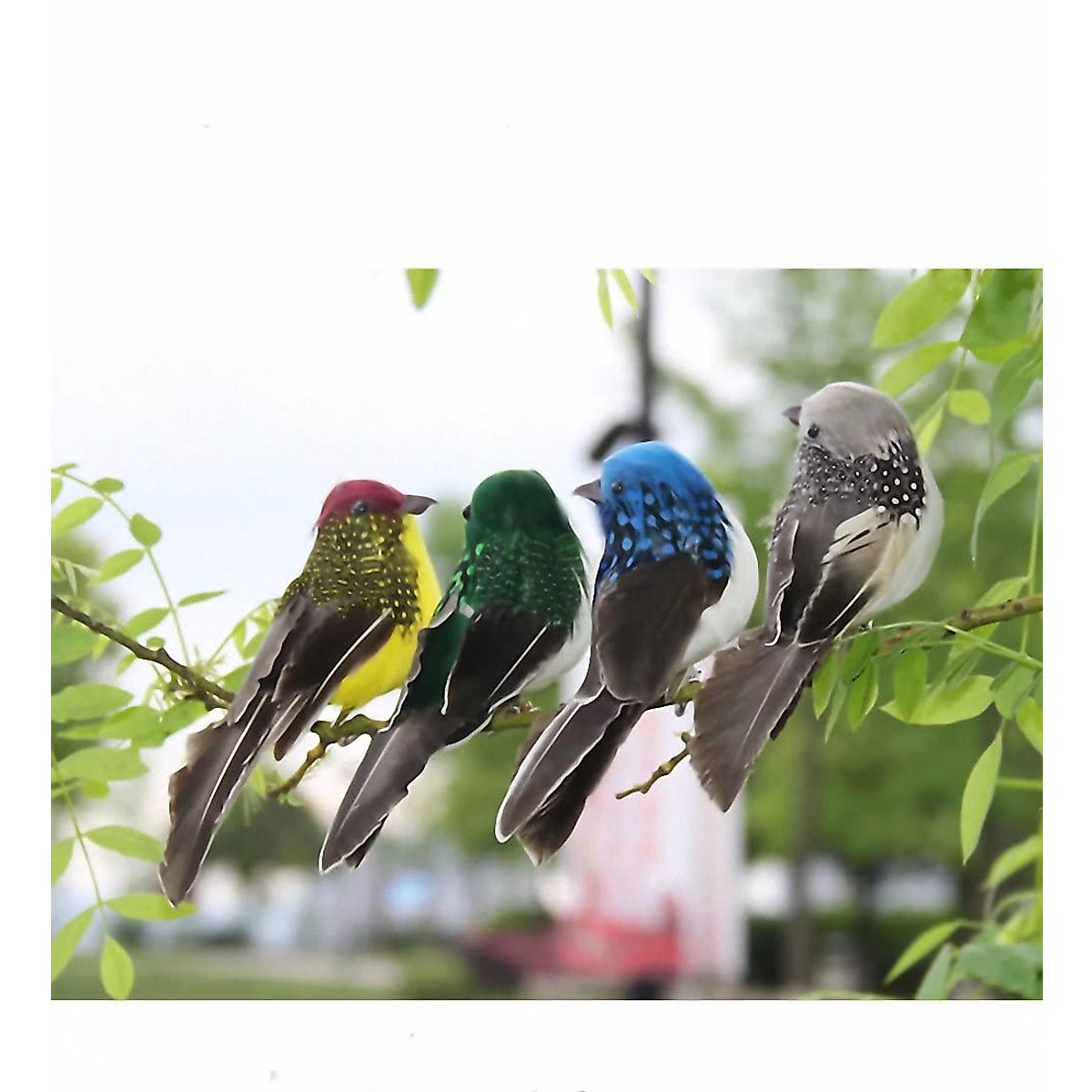 12Pcs Artificial Simulation Feather Birds with Clips Foam Birds Ornaments DIY Craft for Home Garden Wedding Decoration Party Accessories