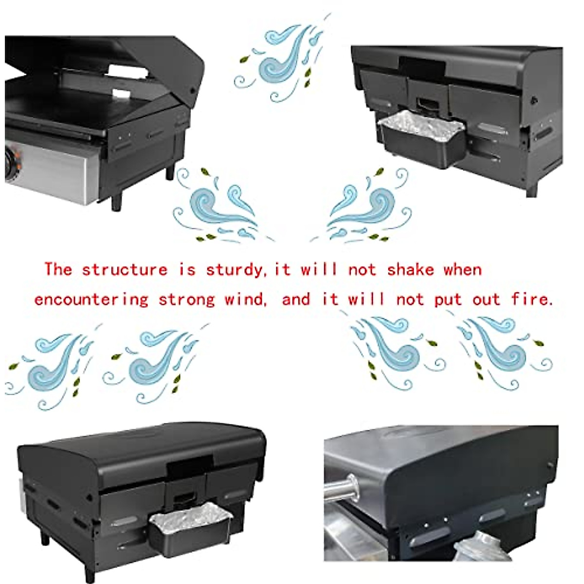 ClimbFun Wind Guard for Blackstone Griddle 17 Inch, Wind Screen, Flat Top Grill Accessories, Compatible with Rear Grease Cup, Hood and Side Shelf, Blackstone Griddle Accessories