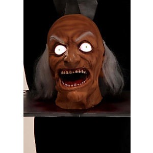 Fun Costumes 5ft Black Head on a Platter Butler Animated Outdoor Decoration, Zombie Maid Light-Up Eyes Adjustable Volume Decor Standard