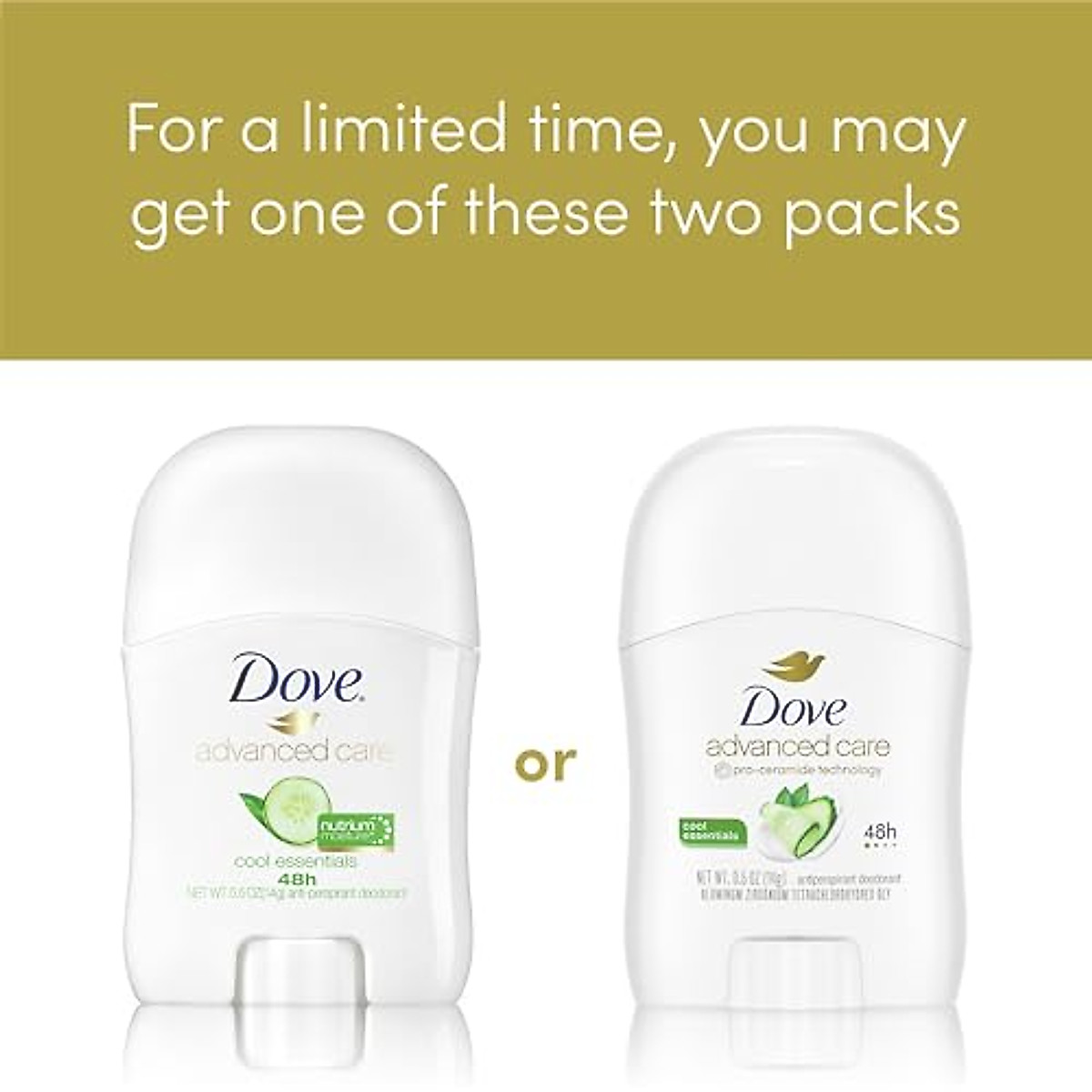 Dove Advanced Care Antiperspirant Deodorant Stick Cool Essentials 36 Ct for helping your skinbarrier repair after shaving 72h odor control and all-day sweatprotection with ProCeramide Technology 0.5oz