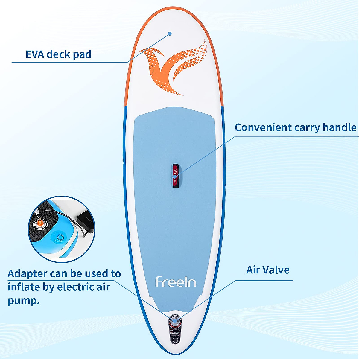 Freein Kids Sup Inflatable Stand Up Paddle Board 7'8" Long ISUP with Pump and Adapter