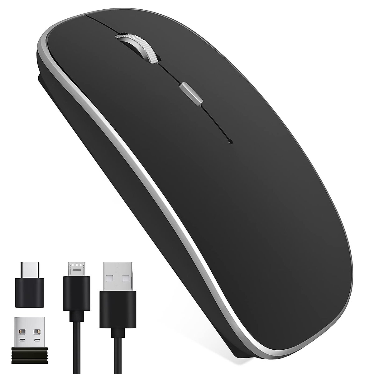ABL-MOUSE Wireless Mouse, 2.4Ghz Silent Computer Office Portable Slim Optical Mouse with USB Receiver Adjustable DPI for Laptop, Computer, MacBook, Notebook, PC (Black)
