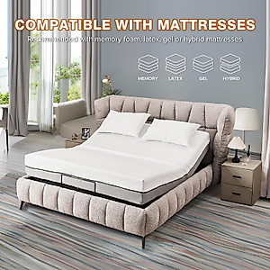 Donext Adjustable Bed Base, Queen Bed Frame, Independent Head and Foot Incline, Quiet Motor, Wireless Remote Control, Electric Bed Base