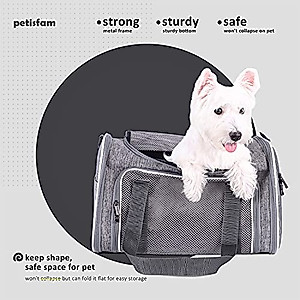 petisfam Top Load Cat Carrier Bag for Medium Cats and Small Dogs. Airline Approved, Collapsible, Escape Proof and Auto-Safe. Easy to get cat in and Make Vet Visit Less Stressful