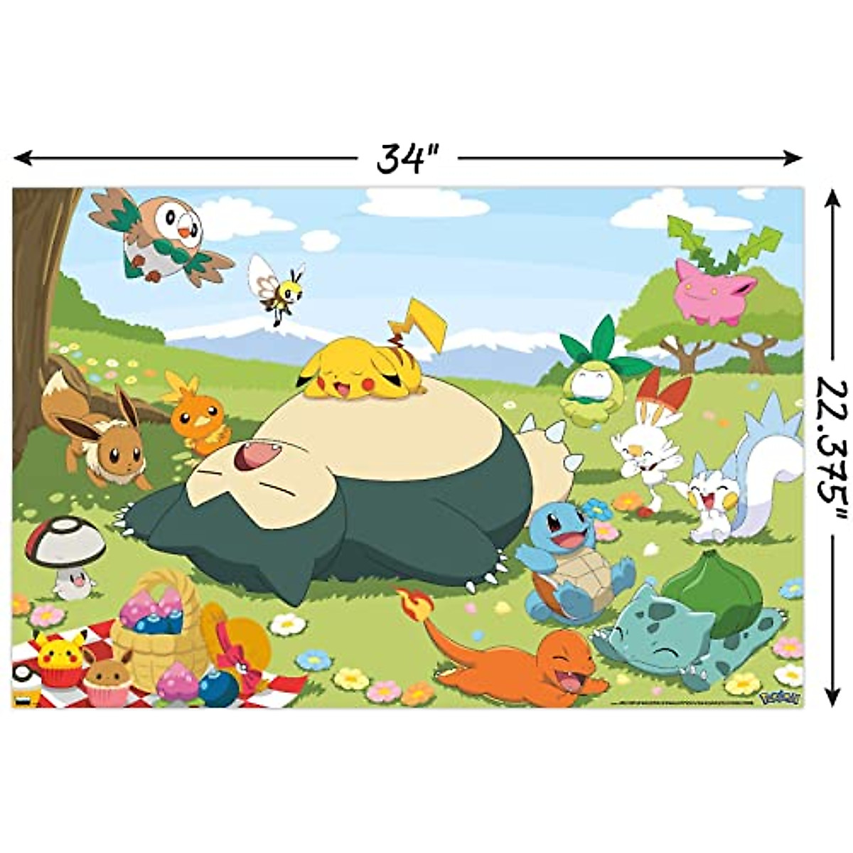 Trends International Pokémon - Group Picnic Wall Poster, 22.375" x 34", Unframed Version