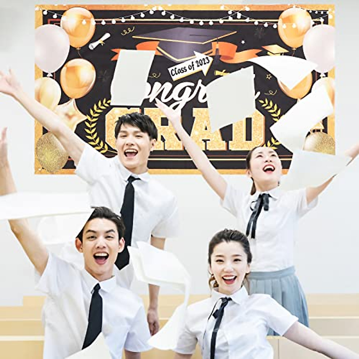 Didiseaon Graduation Backdrops for Photography 2023 Graduation Porch Sign Graduation Party Banner 2023 Graduation Backdrop Party Backdrop Curtain Gold Decor Prom Graduation Season Polyester